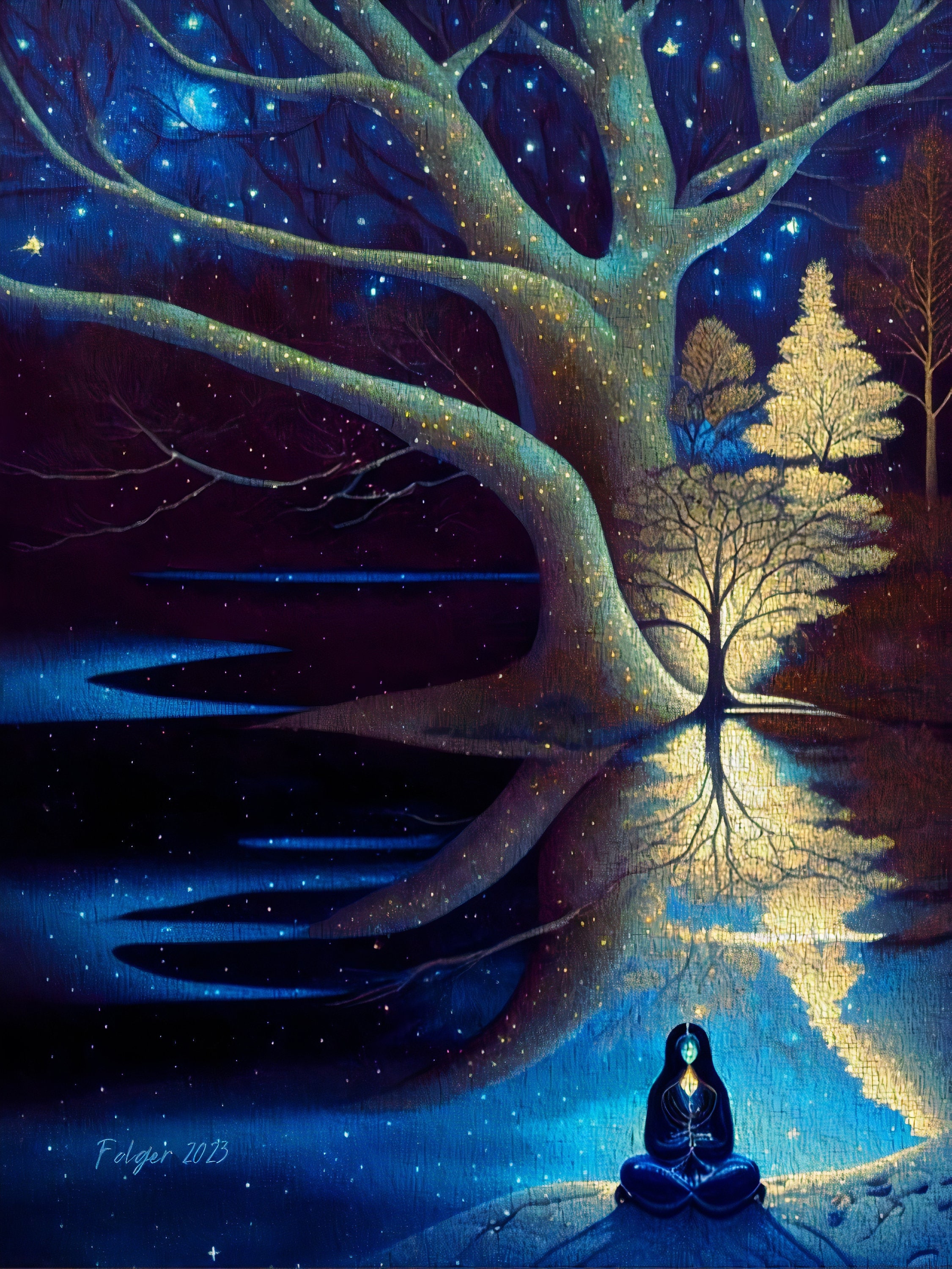 Woman Meditating Art