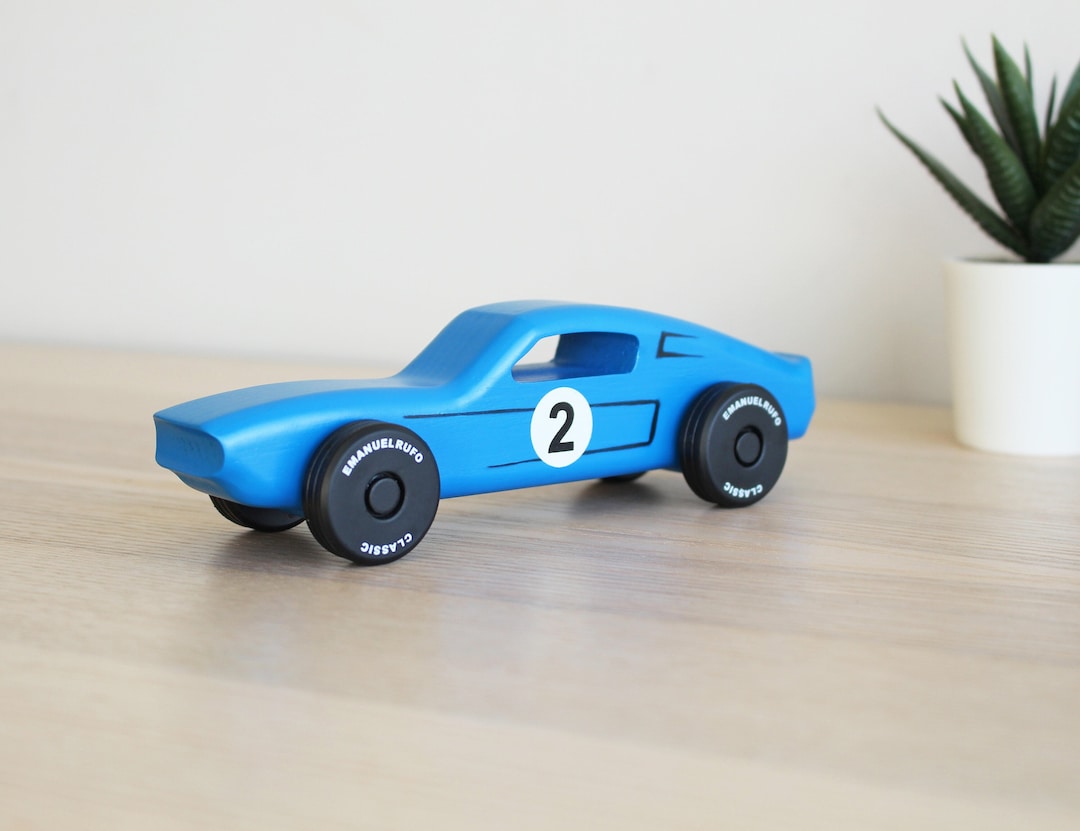 Blue Wooden Toy Car for Kids, Boys, American Muscle Car, CL 06 ...