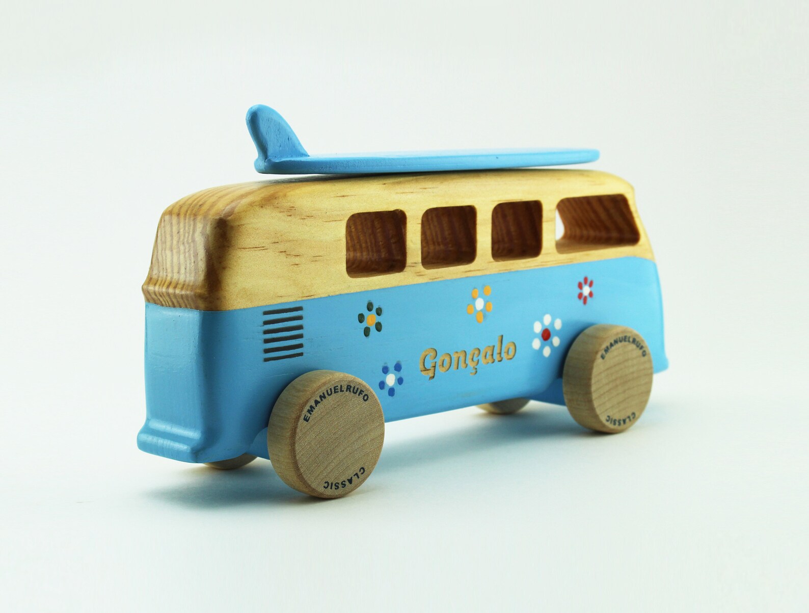 Blue Personalized Wooden Toy Van Engraved Name Handmade Gift - Etsy