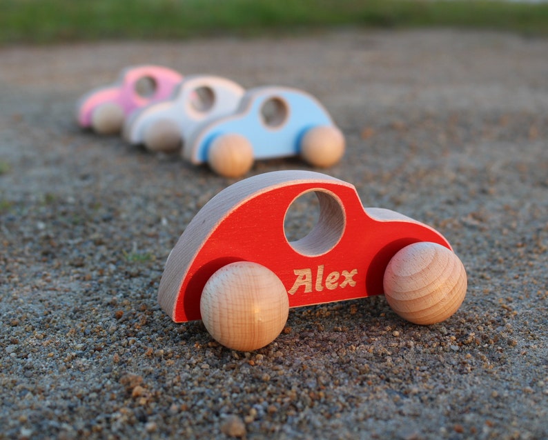 Wooden Toy Car With Engraved Name Anniversary Gift for Boys Eco ...