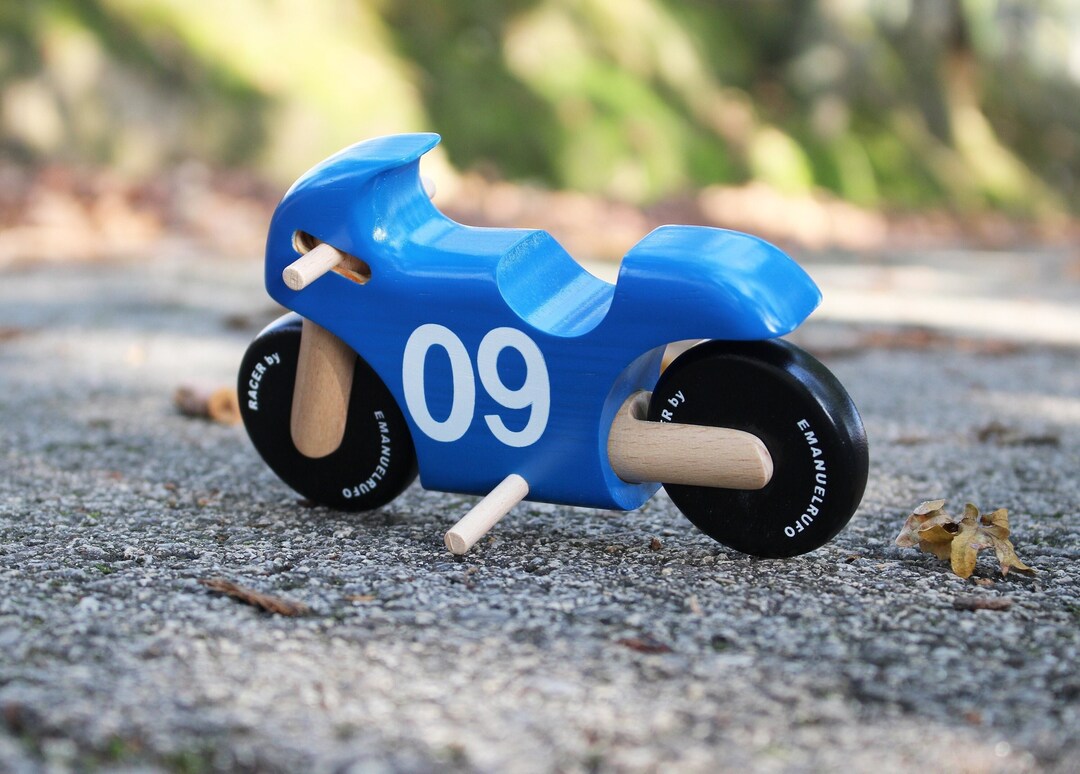 Blue Wooden Toy Motorcycle Gift, Handmade Toy for Boys, Girls - Etsy