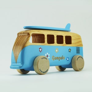 Blue Personalized Wooden Toy Van, Engraved Name, Handmade Gift - Etsy
