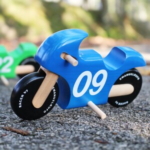 Blue Wooden Toy Motorcycle Gift, Handmade Toy for Boys, Girls - Etsy