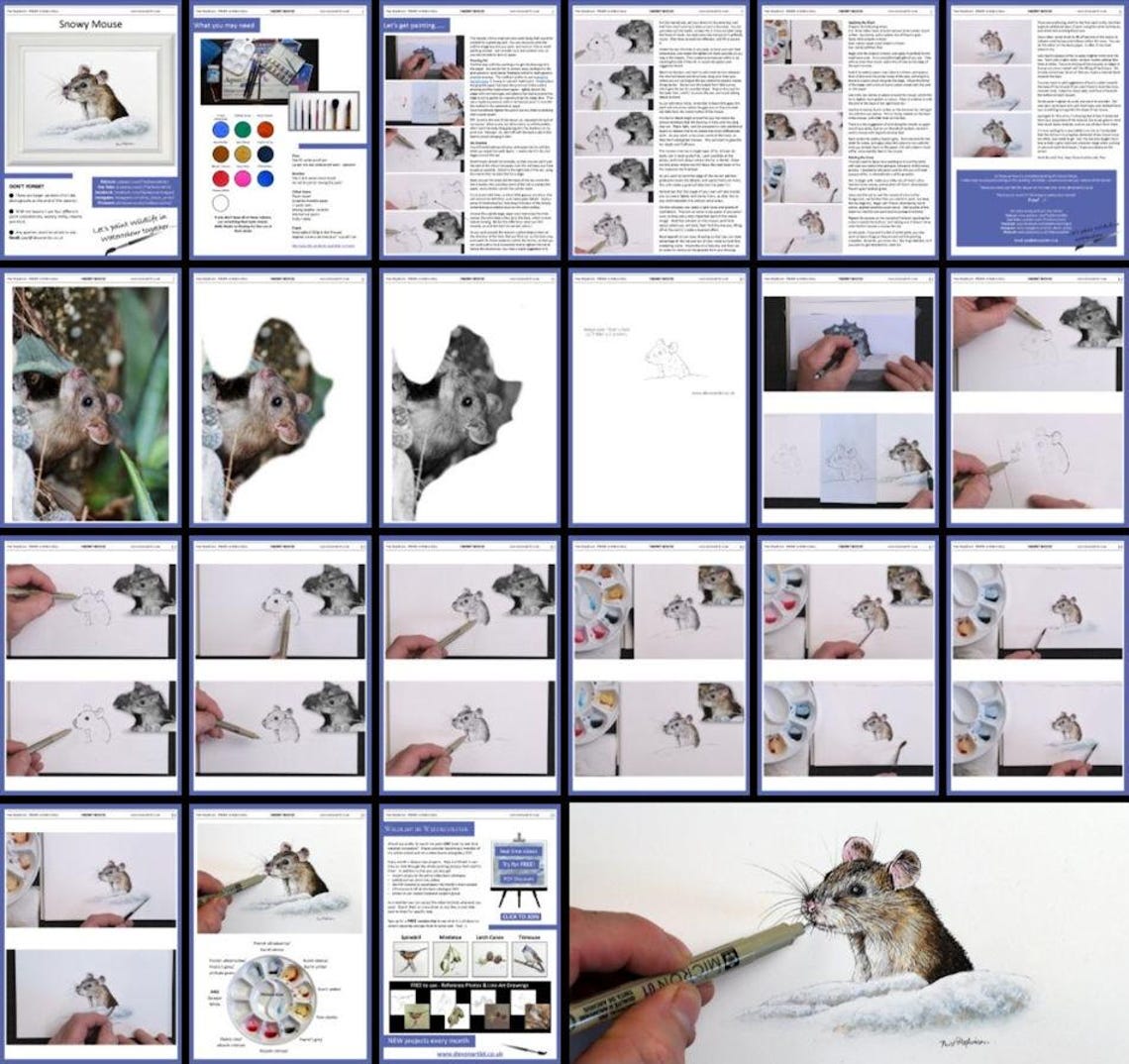 Pen and Wash Tutorial, Snowy Mouse Watercolour Greeting Card, Simple ...