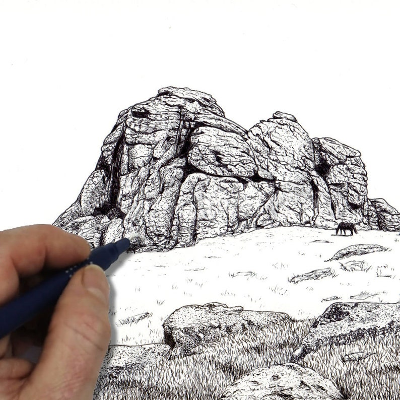 ORIGINAL Ink Illustrations of Dartmoor Tors Pen & Ink - Etsy UK
