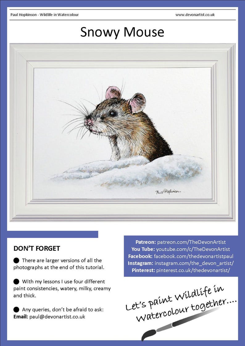 Pen and Wash Tutorial, Snowy Mouse Watercolour Greeting Card, Simple ...