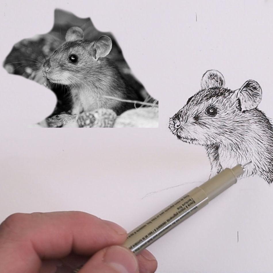 Pen and Wash Tutorial, Snowy Mouse Watercolour Greeting Card, Simple ...