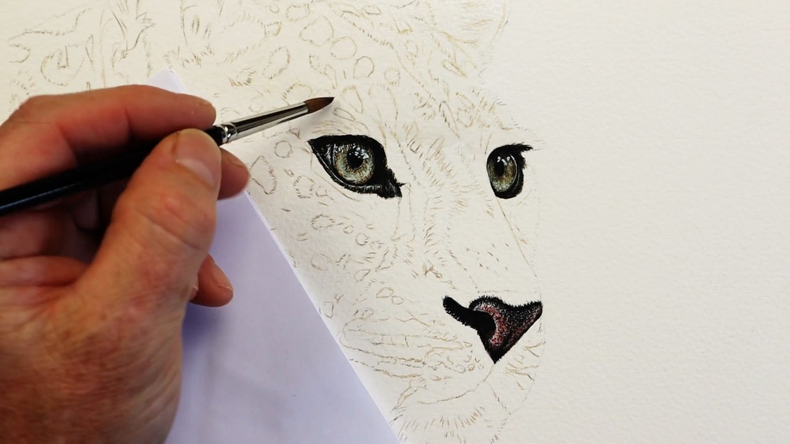 Realistic Watercolor Painting Lesson How to Paint a Leopard | Etsy UK