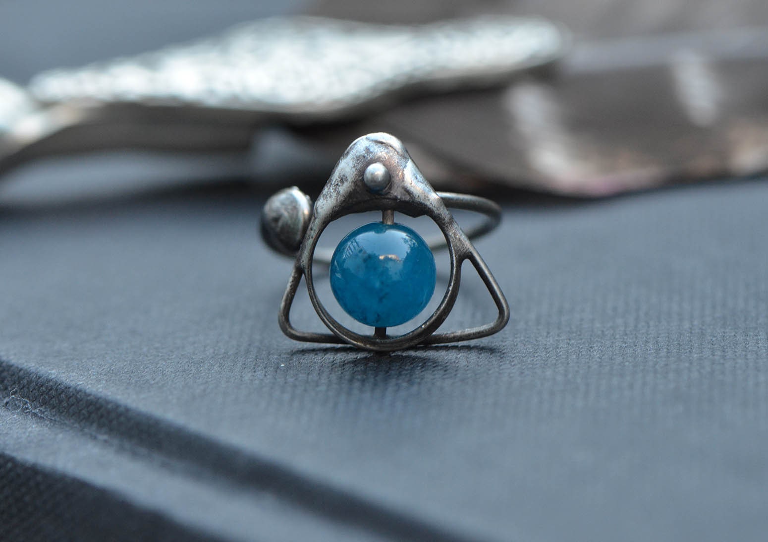 Fantasy Ring Adjustable Ring With Blue Agate Gemstone Gift Magical ...