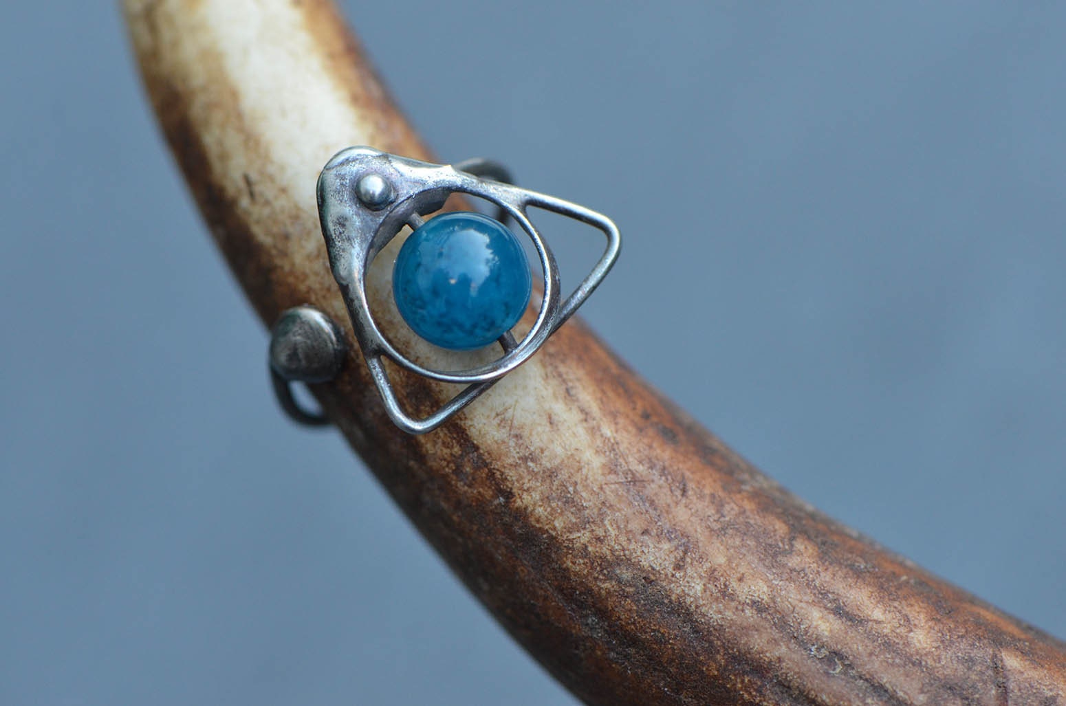 Fantasy Ring Adjustable Ring With Blue Agate Gemstone Gift Magical ...