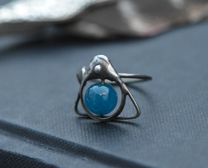 Fantasy Ring Adjustable Ring With Blue Agate Gemstone Gift Magical ...