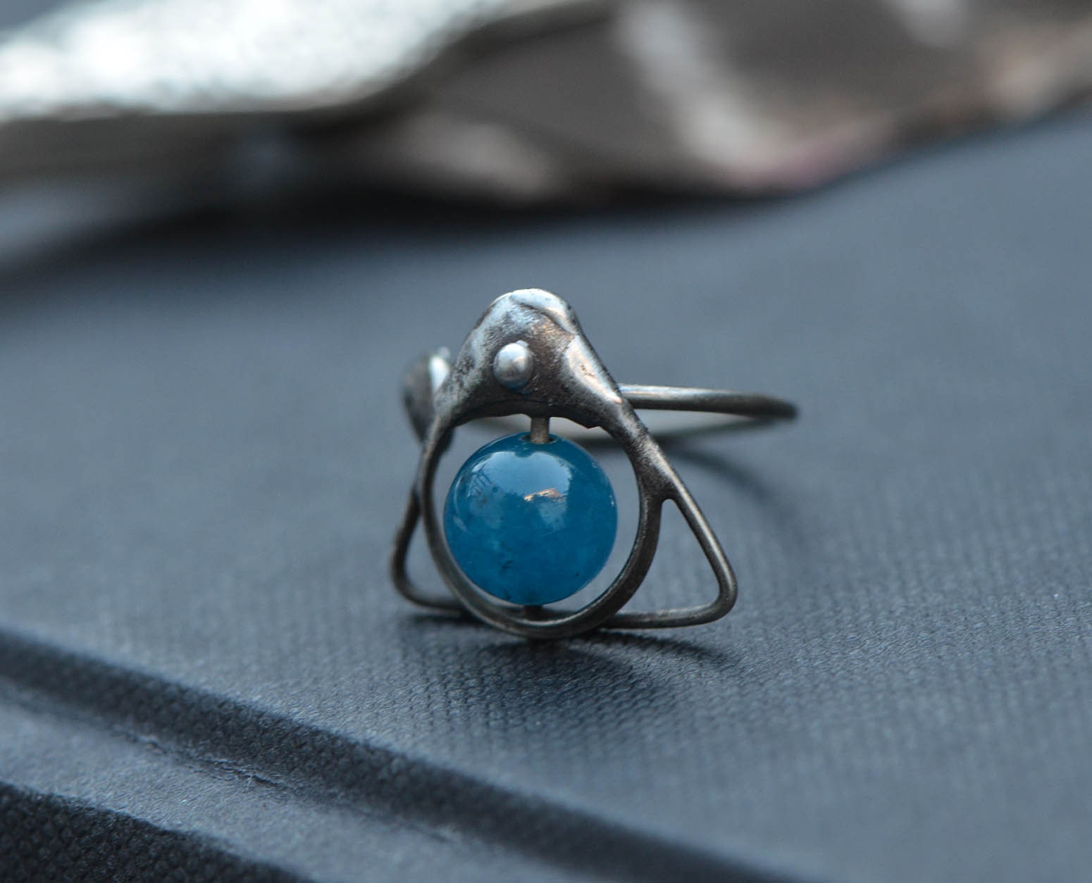 Fantasy Ring Adjustable Ring With Blue Agate Gemstone Gift Magical ...