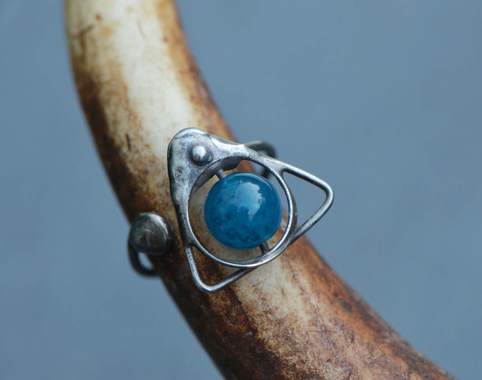 Fantasy Ring Adjustable Ring With Blue Agate Gemstone Gift Magical ...
