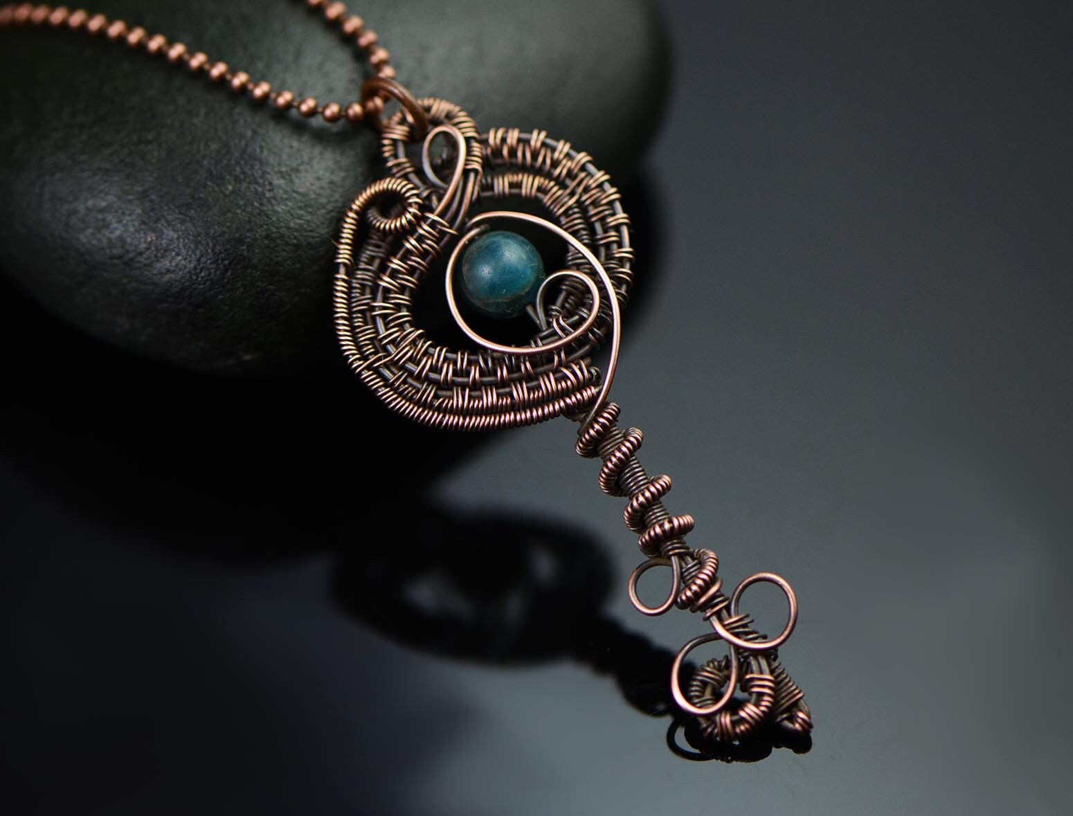 Copper Wire Wrapped Key Pendant: Apatite Gemstone, Handmade Necklace - Etsy