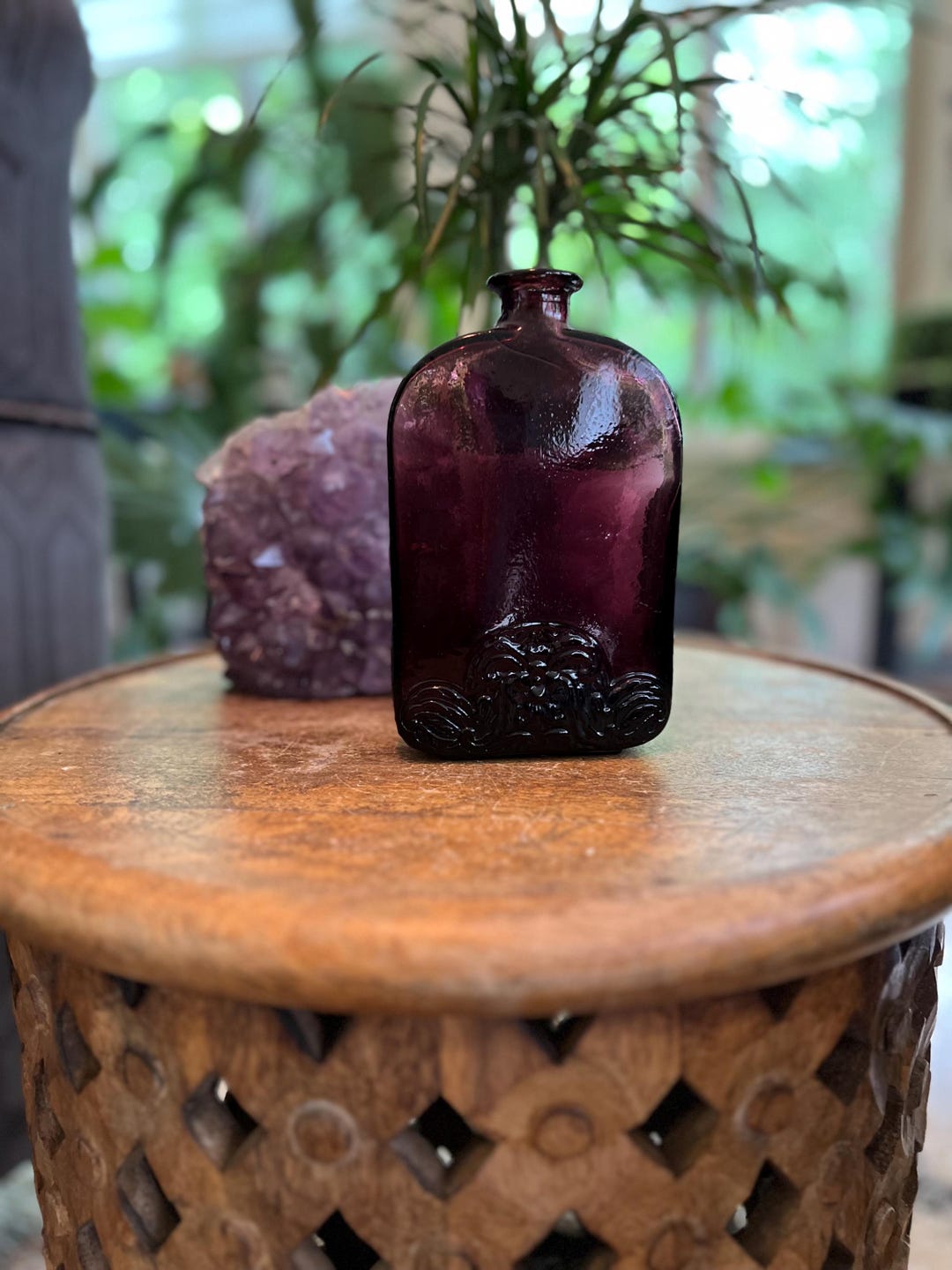 Vintage Glass Bottle, Purple Bottle, Bottle for Decor, Bedroom Decor ...