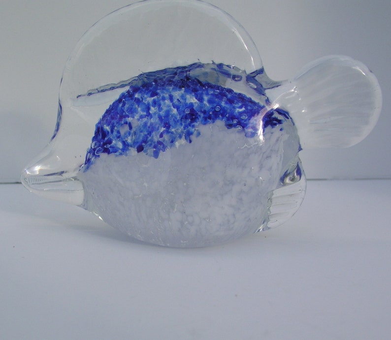 Fish Paperweight Blue and White Glass Fish Paperweight - Etsy
