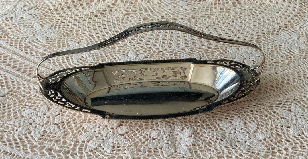 Vintage Regis Silver Plate Large Oval Basket Serving Tray With Handle ...
