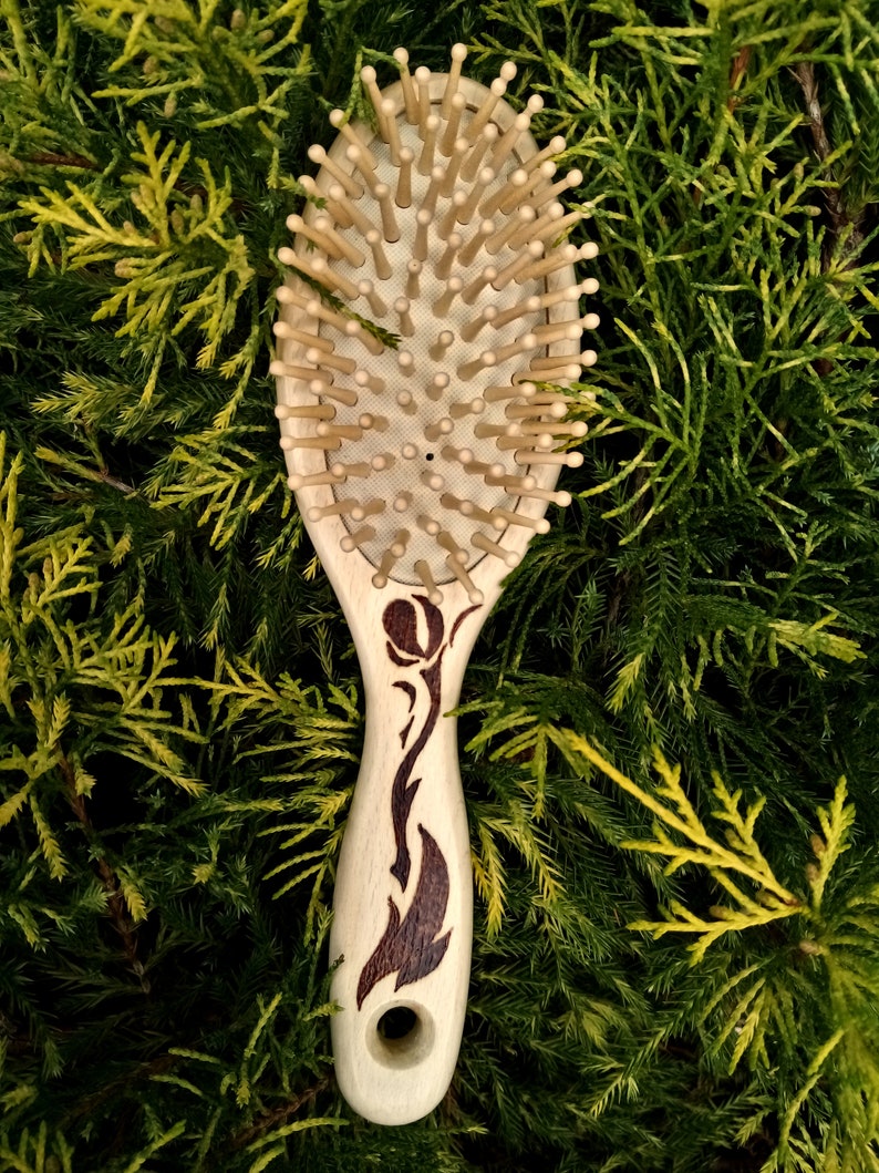 Wood Burning Pyrography Hair Brush / Rose - Etsy