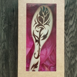 Wood Burning Pyrography Hair Brush / Rose - Etsy