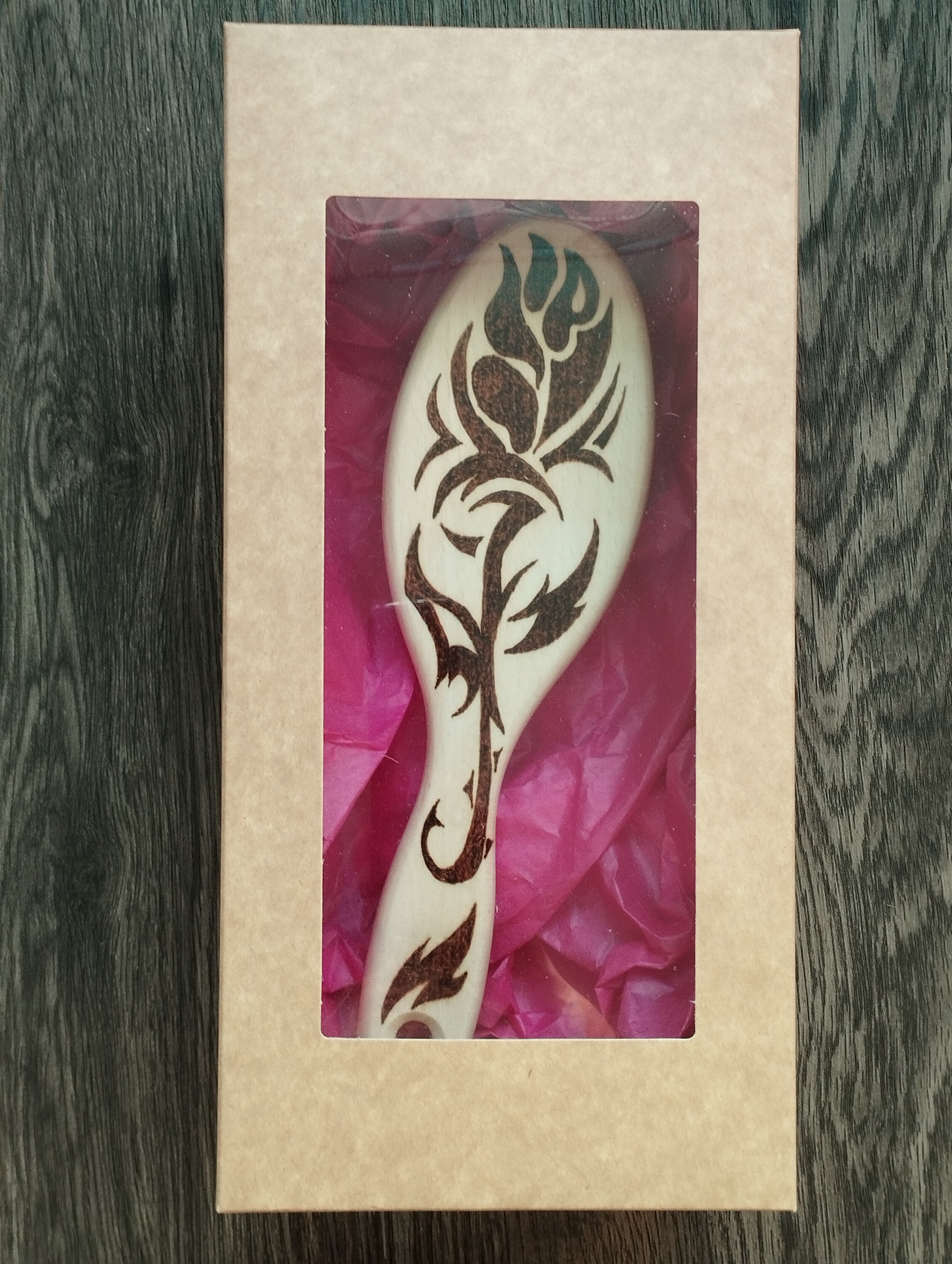 Wood Burning Pyrography Hair Brush / Rose - Etsy