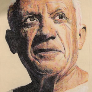 Pablo, a Famous Spanish Cubist, Charcoal and Pastel on Canvas - Etsy