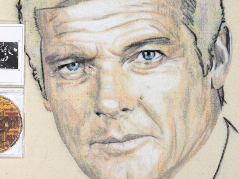 Original Hand Drawn Portrait of Roger Moore in Charcoal and - Etsy