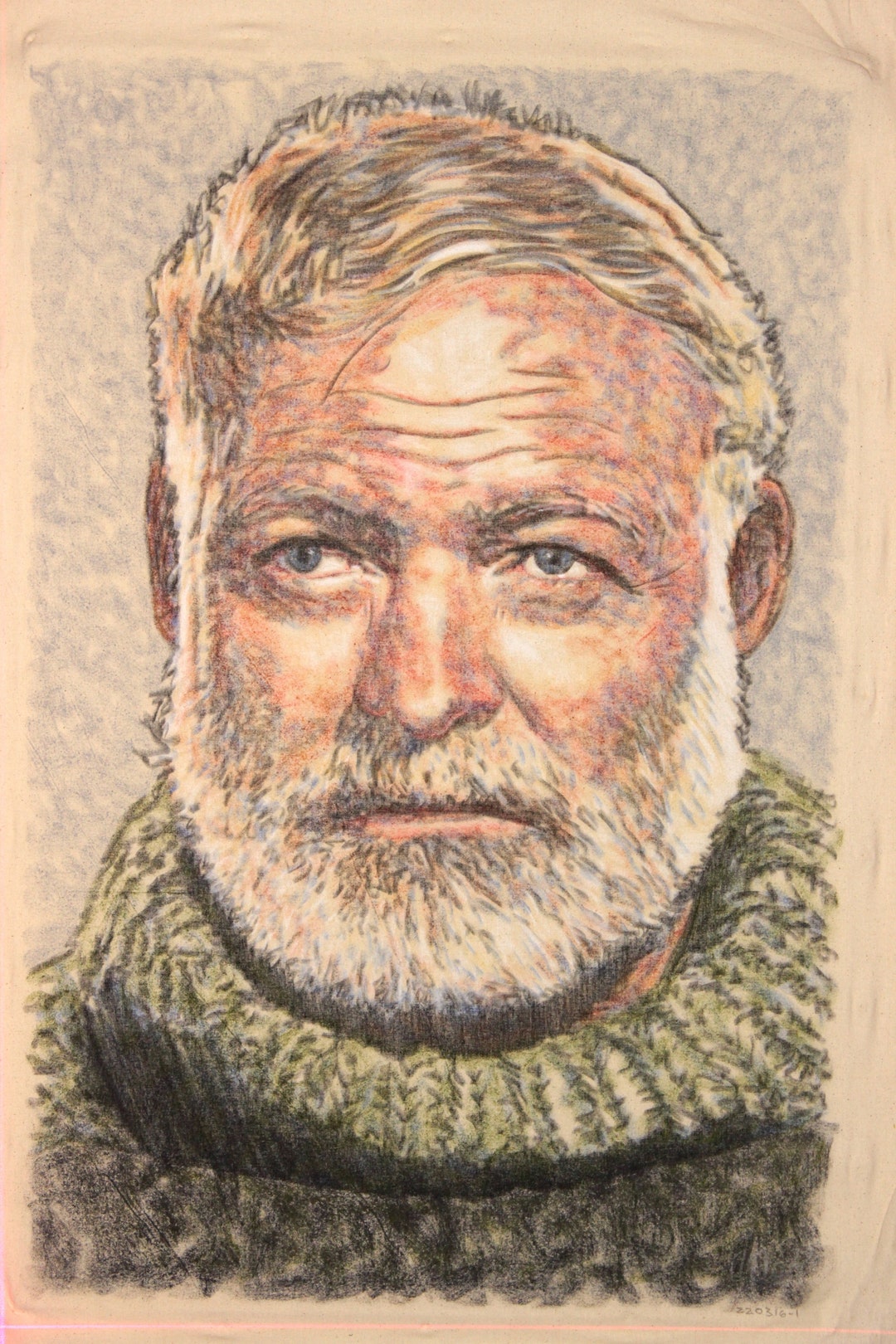 Ernest Hemingway, a Charcoal and Pastel Drawing on Canvas - Etsy