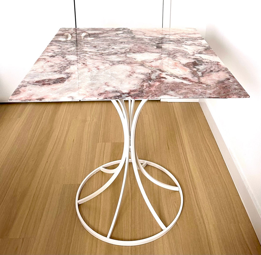 Estelle and Erwine Laverne Rose Granite Flower Stem Pedestal Table ...