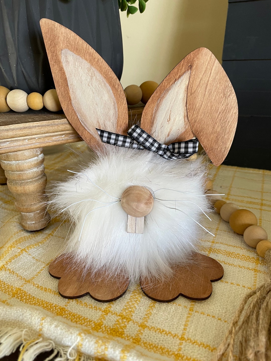 White Fluffy Pom Pom Spring Easter Bunny Rabbit - Etsy