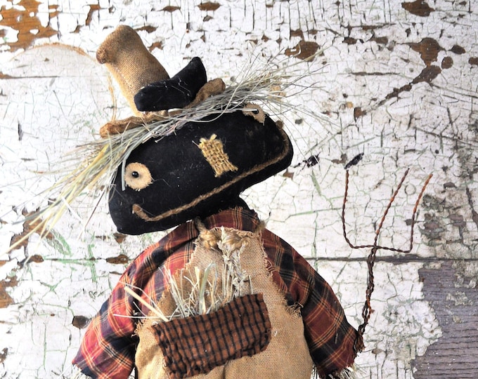Primitive Black Scarecrow With Pitchfork - Etsy