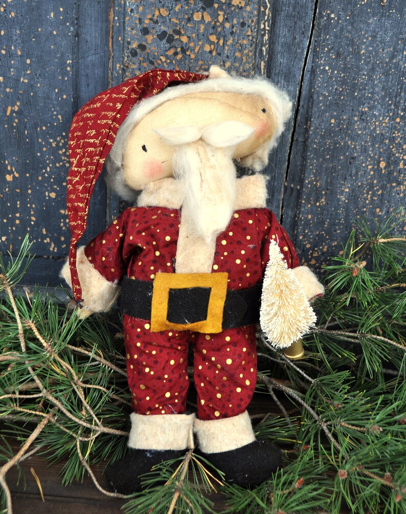 Primitive Standing Santa With Sisal Tree - Etsy