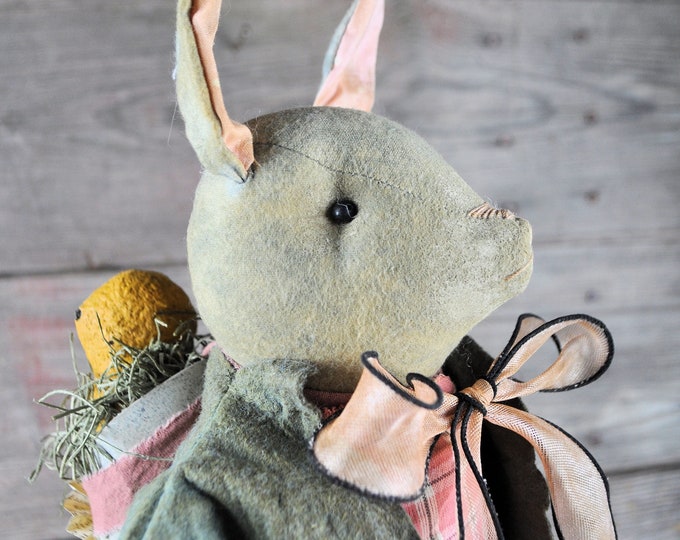 Primitive Standing Girl Bunny With Chick - Etsy