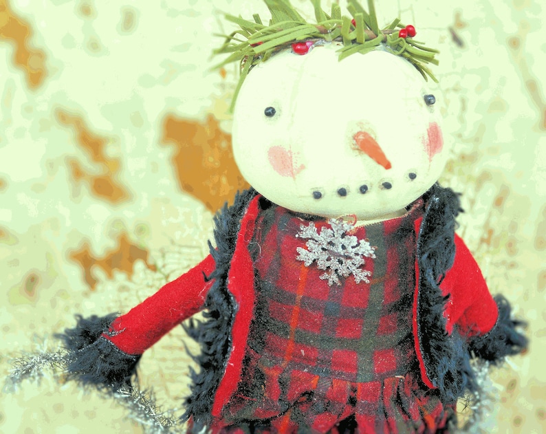 Primitive Standing Snowgirl Doll Holding SNOW | Etsy