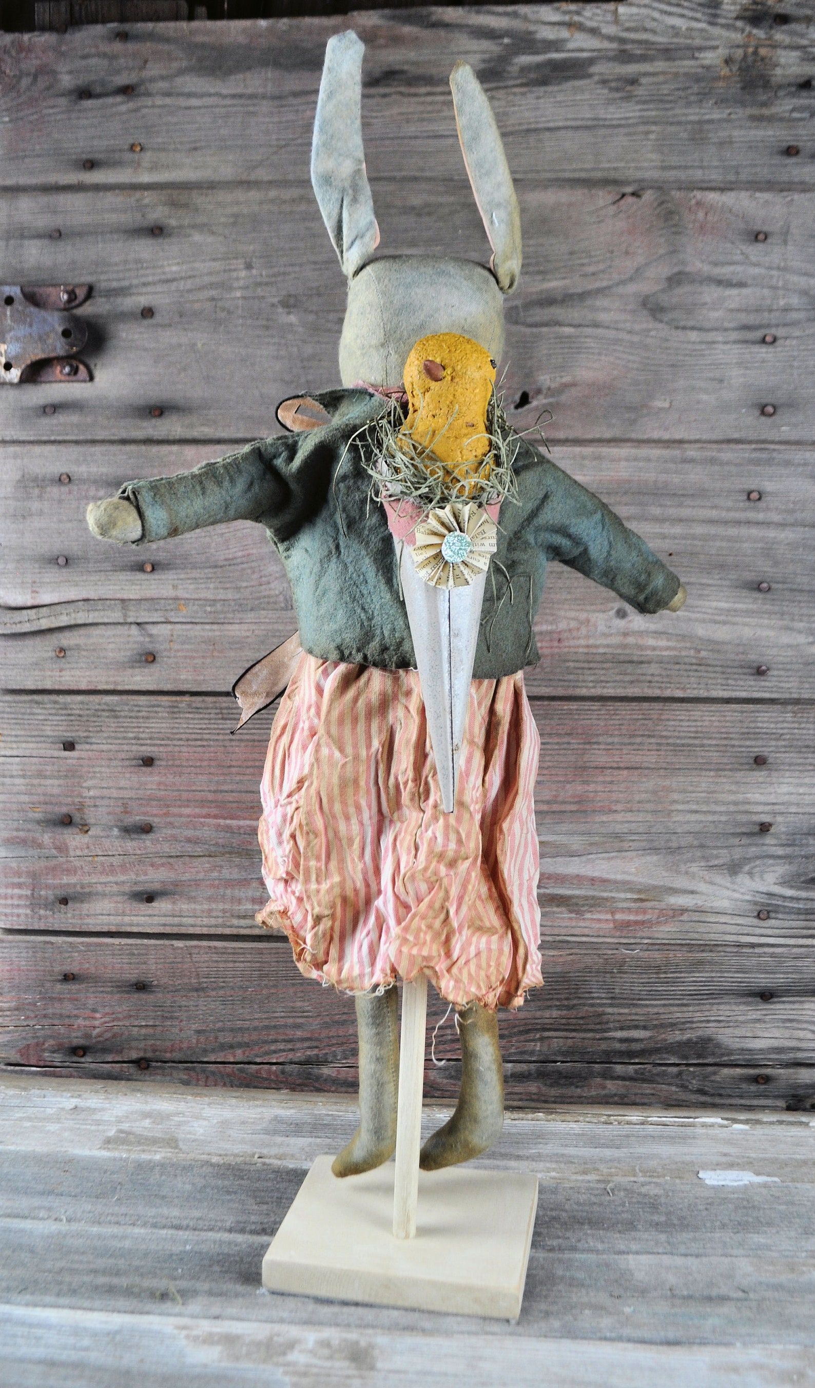 Primitive Standing Girl Bunny With Chick - Etsy