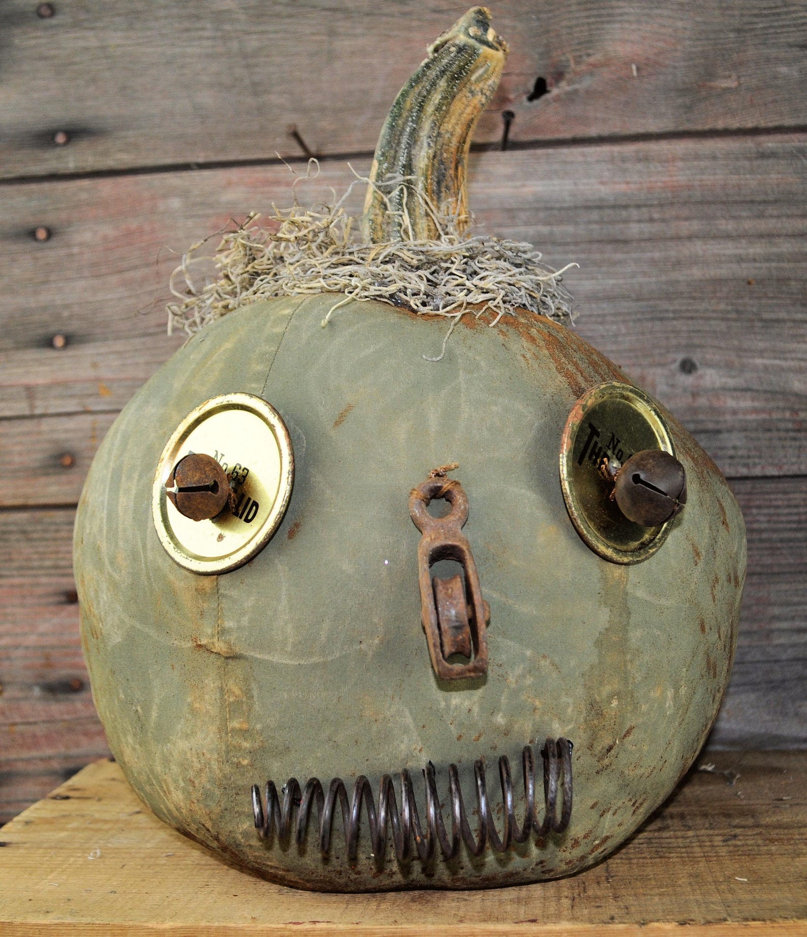 Prim One-of-a-kind Gray Green Jack-o-lantern - Etsy