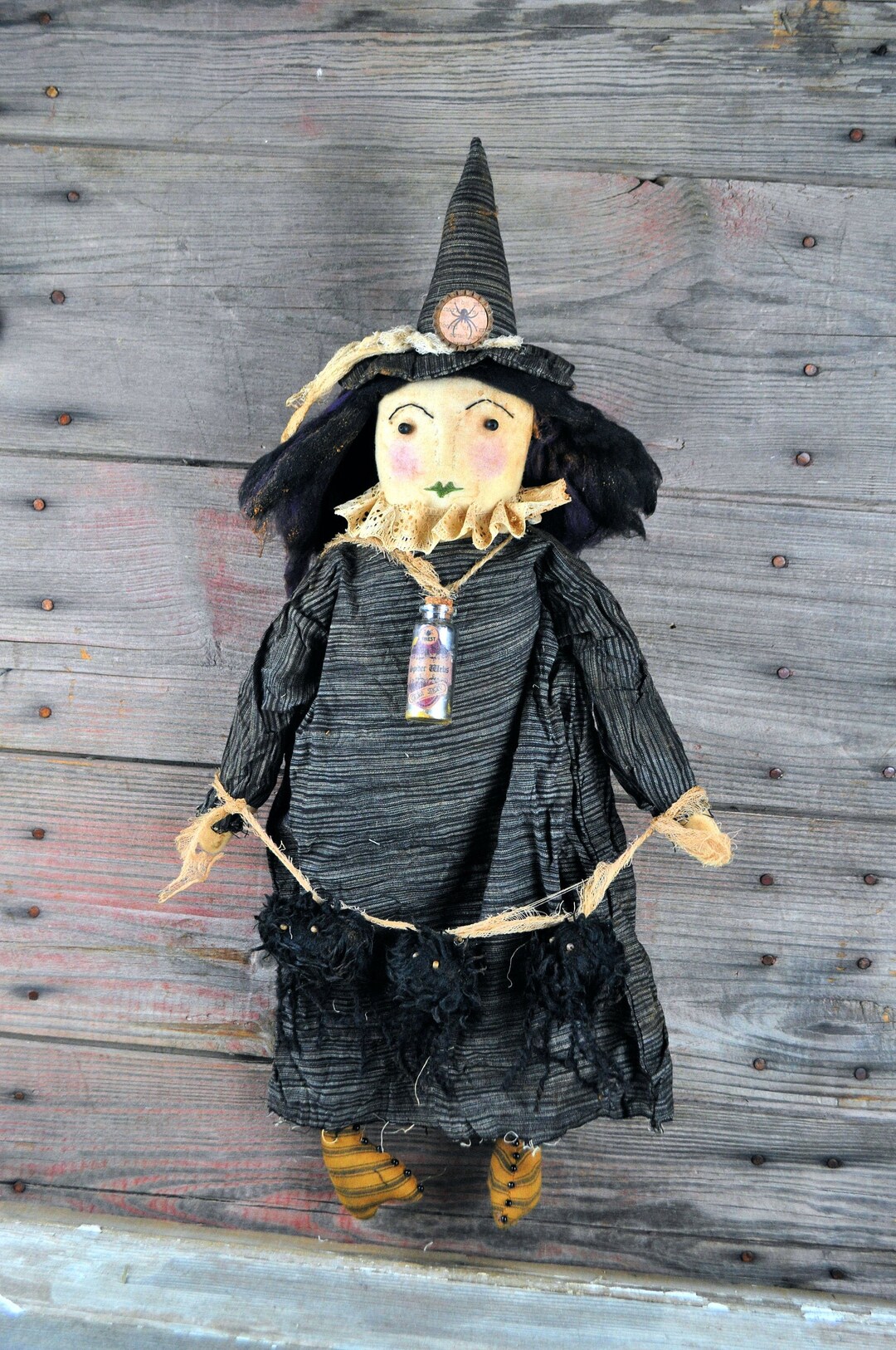 REDUCED! Primitive Witch With Spiders - Etsy