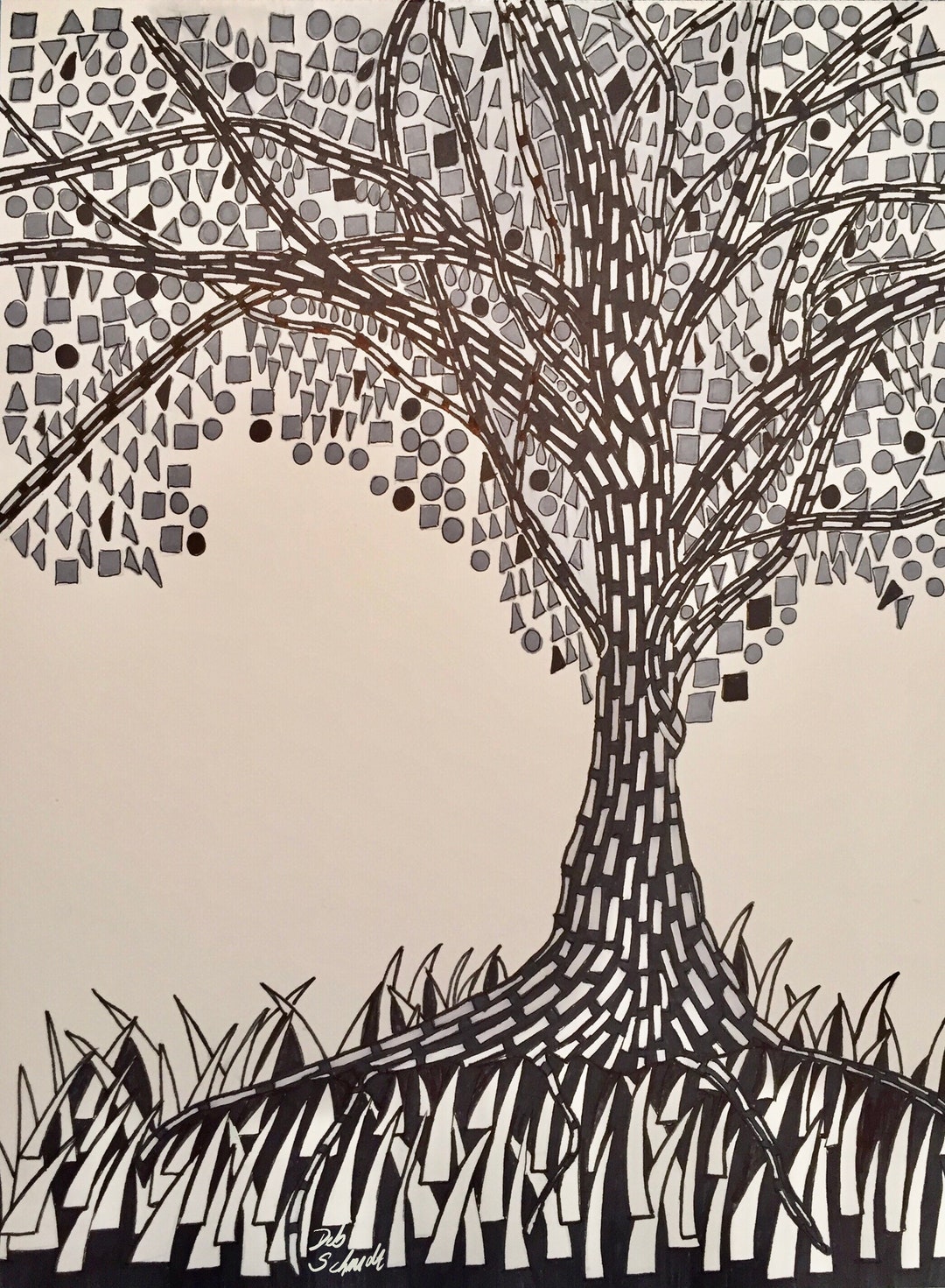 Deconstructed Tree, Print, Pen and Ink, Original Design, Wall Art, Wall ...