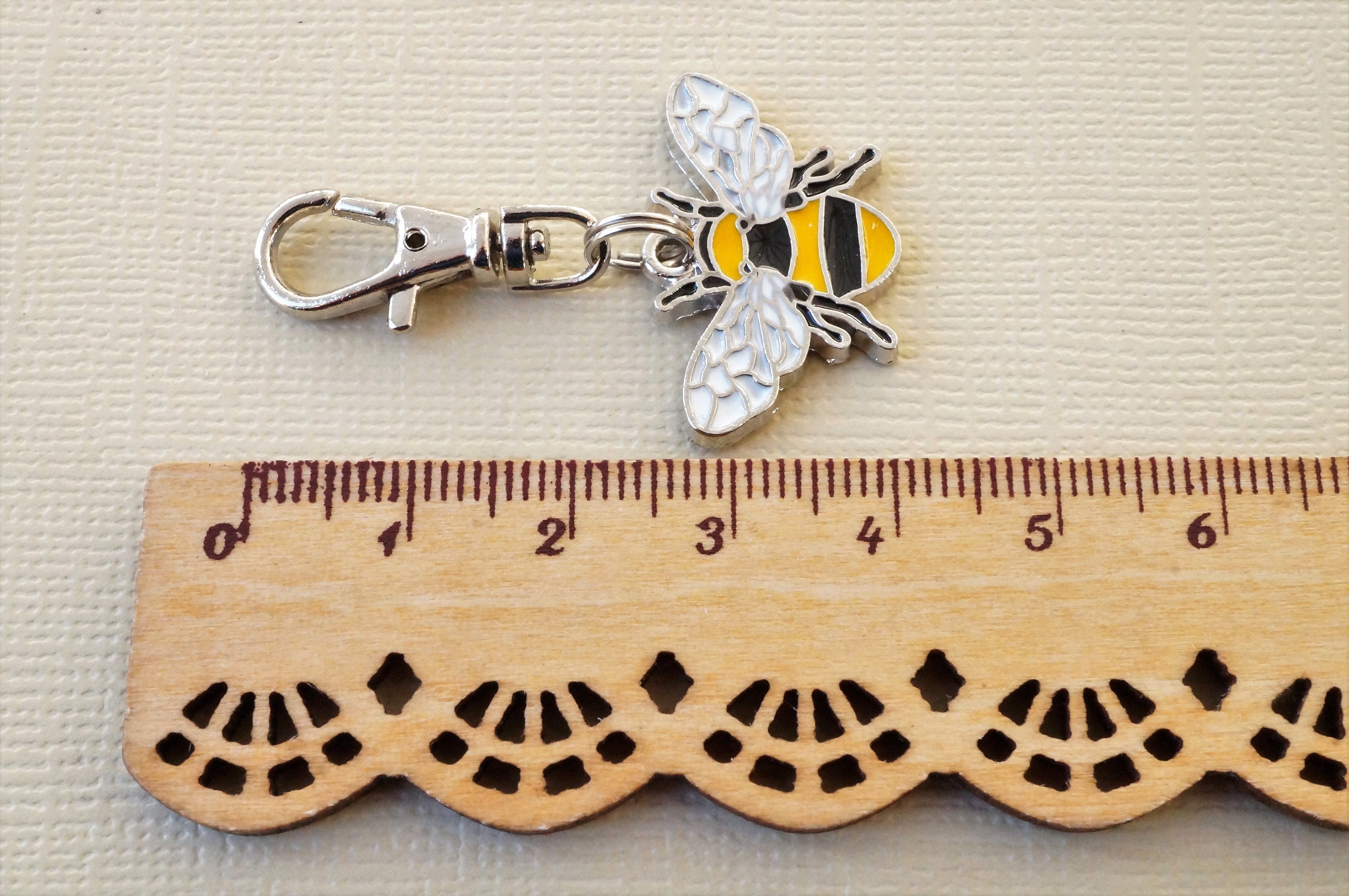 Enamelled bee zipper charm silver finish bee zip pull charm | Etsy