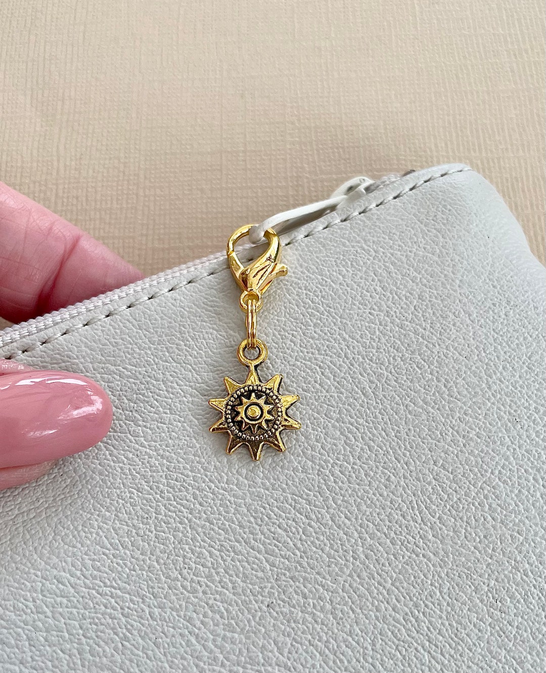 Sun Zipper Charm Antique Gold Finish Sun Zip Pull Celestial - Etsy