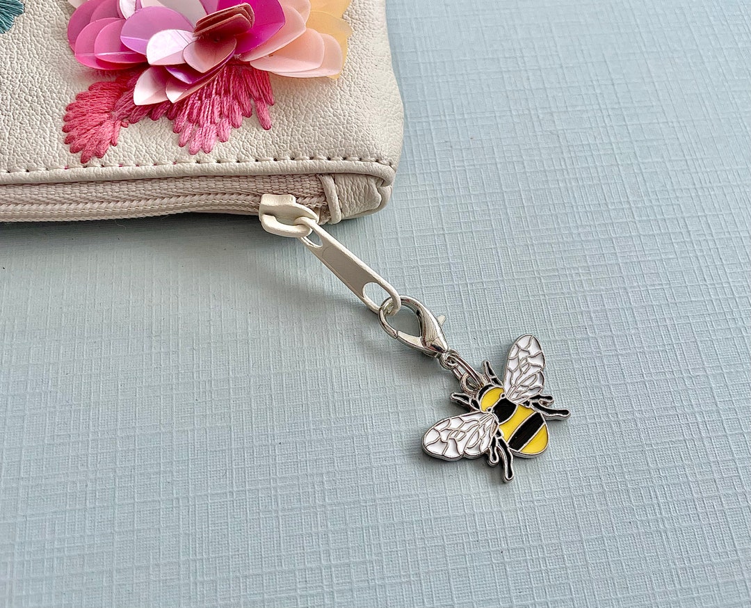 Enamelled Bee Zipper Charm Silver Finish Bee Zip Pull Charm - Etsy