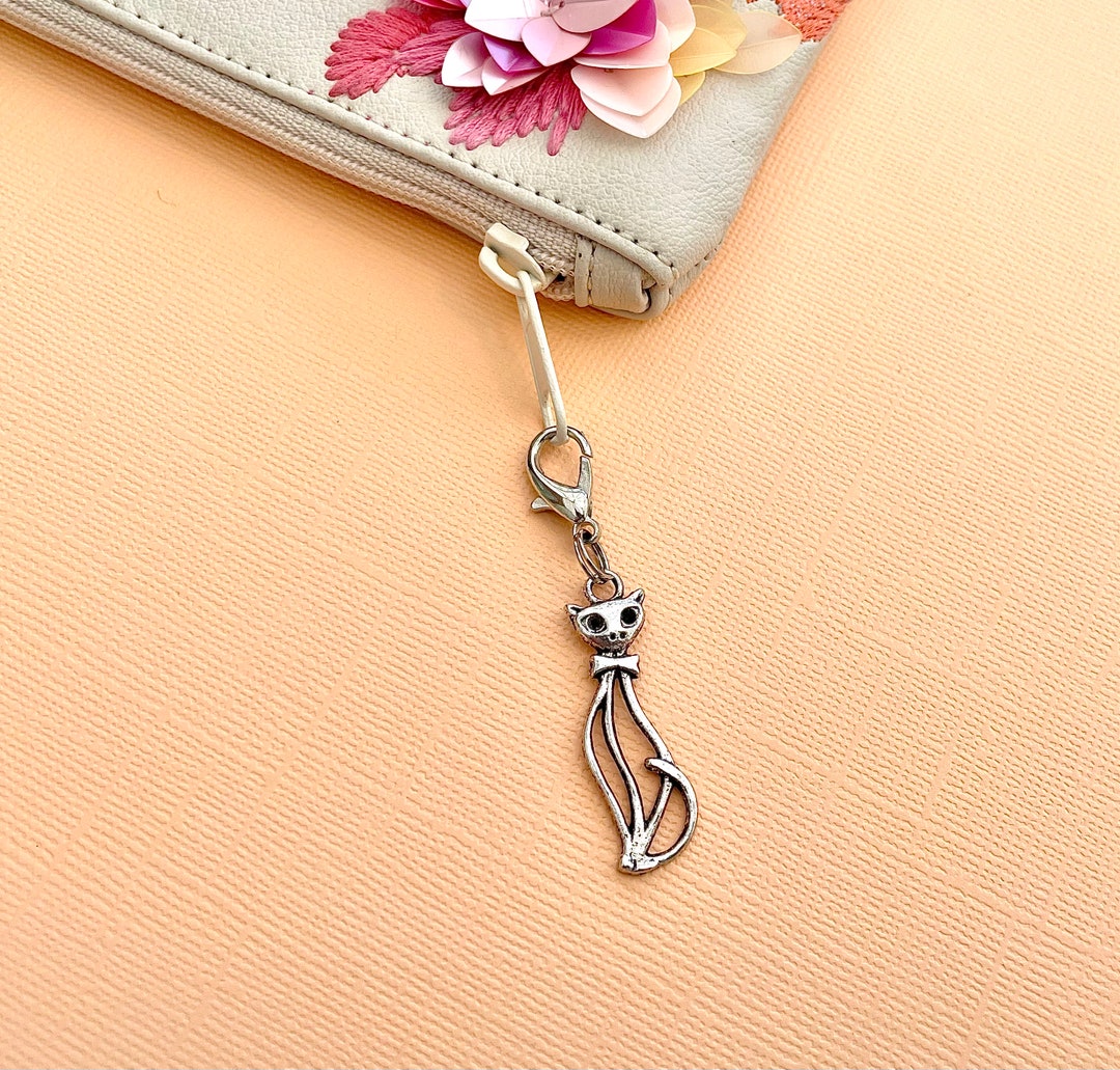 Siamese Cat Zip Pull Charm, Small Antique Silver Cat Zipper Charm for ...