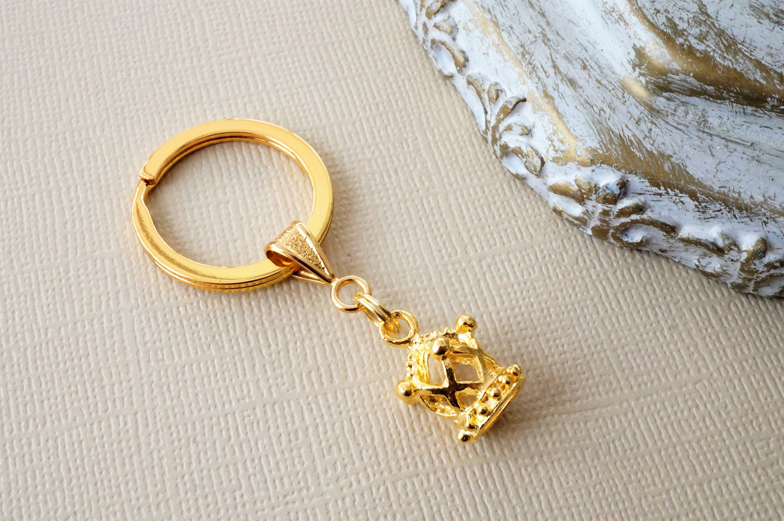 Gold Crown Keyring, 3D Gold Finish Crown Charm, Bag Accessory, Keys ...
