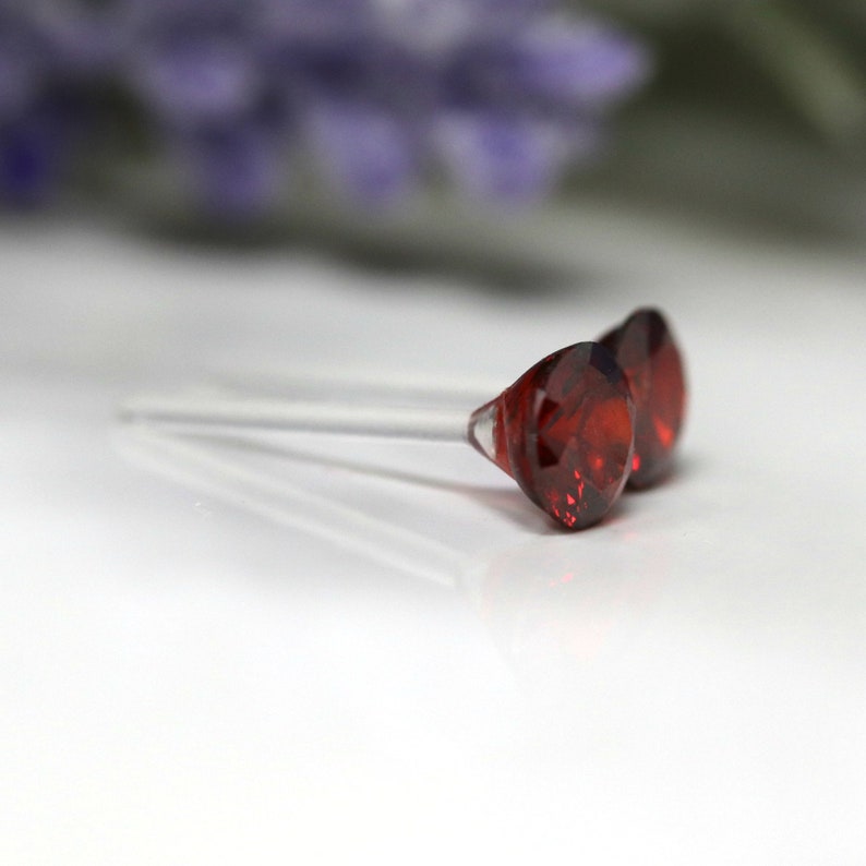 Metal Free Cubic Zirconia Birthstone Earrings Plastic Post or Invisible ...