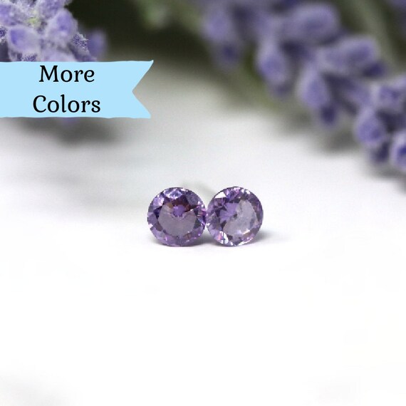 Metal Free Cubic Zirconia Birthstone Earrings Plastic Post or - Etsy
