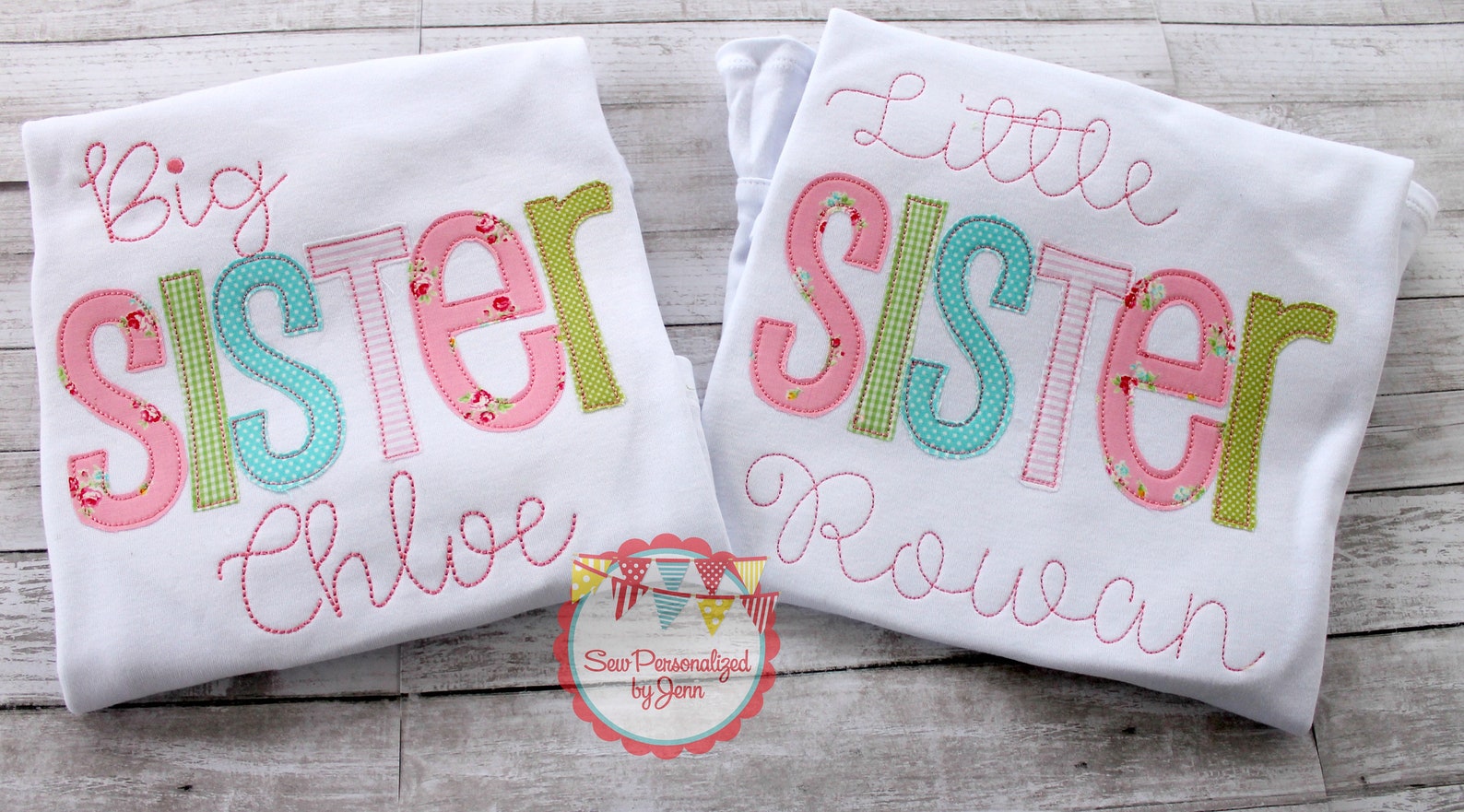 Girls Little Sister Shirt Appliqued Sibling Monogrammed - Etsy