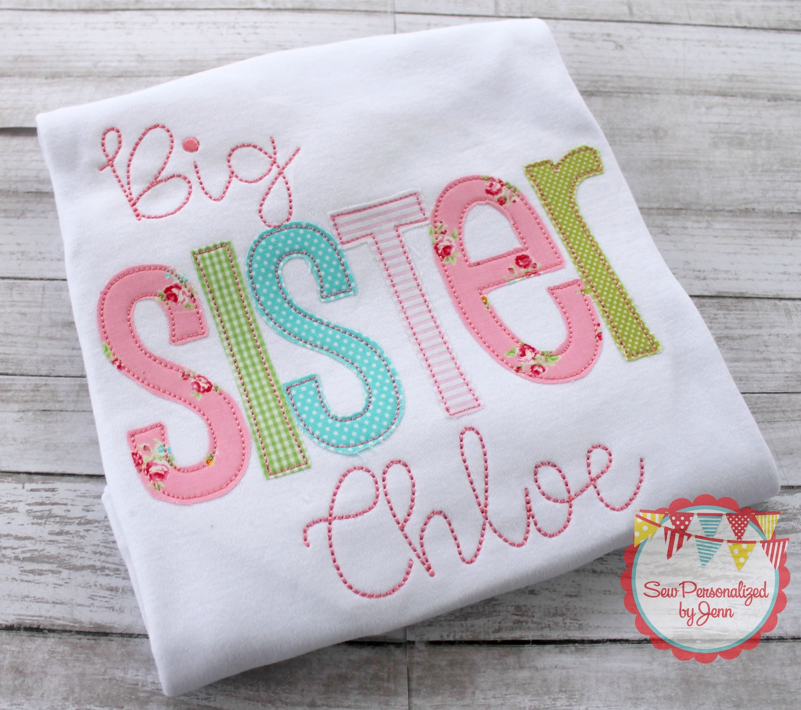 Girls Big Sister Shirt Appliqued Sibling Monogrammed | Etsy