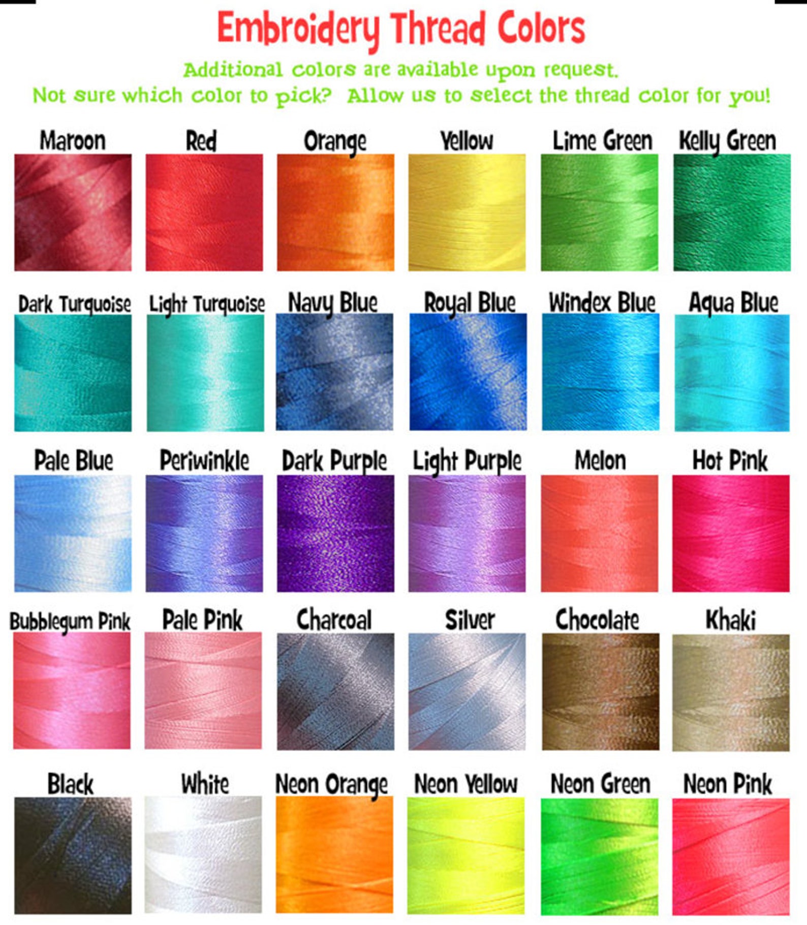 Additional Fonts and Thread Colors for Personalized Items - Etsy