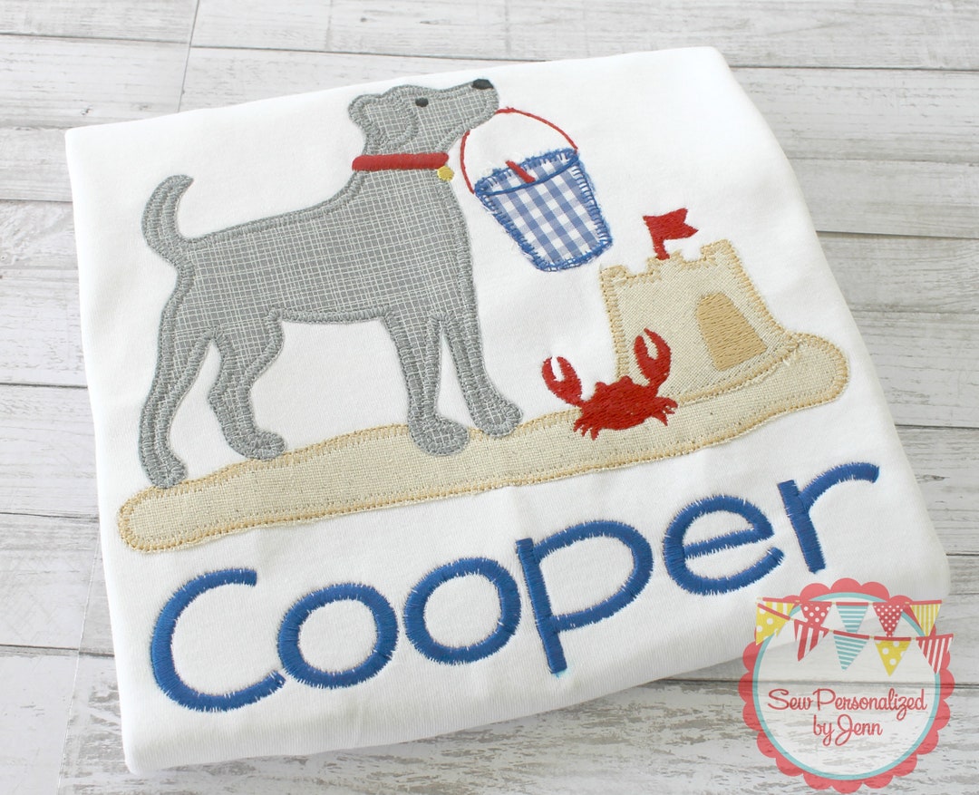 Boys Summer Beach Dog Puppy Personalized Monogrammed and Appliqued ...