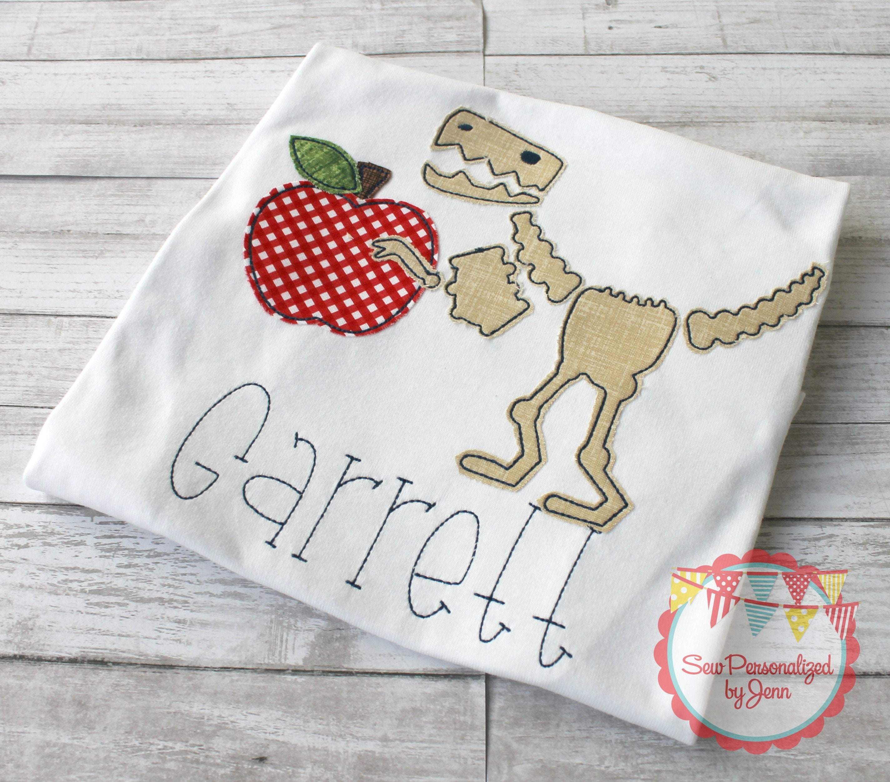 Boys Back to School Dino Dinosaur With Apple Personalized | Etsy