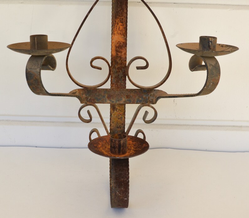 Rustic Candle Wall Sconce Rusty Iron Rustic Decor - Etsy